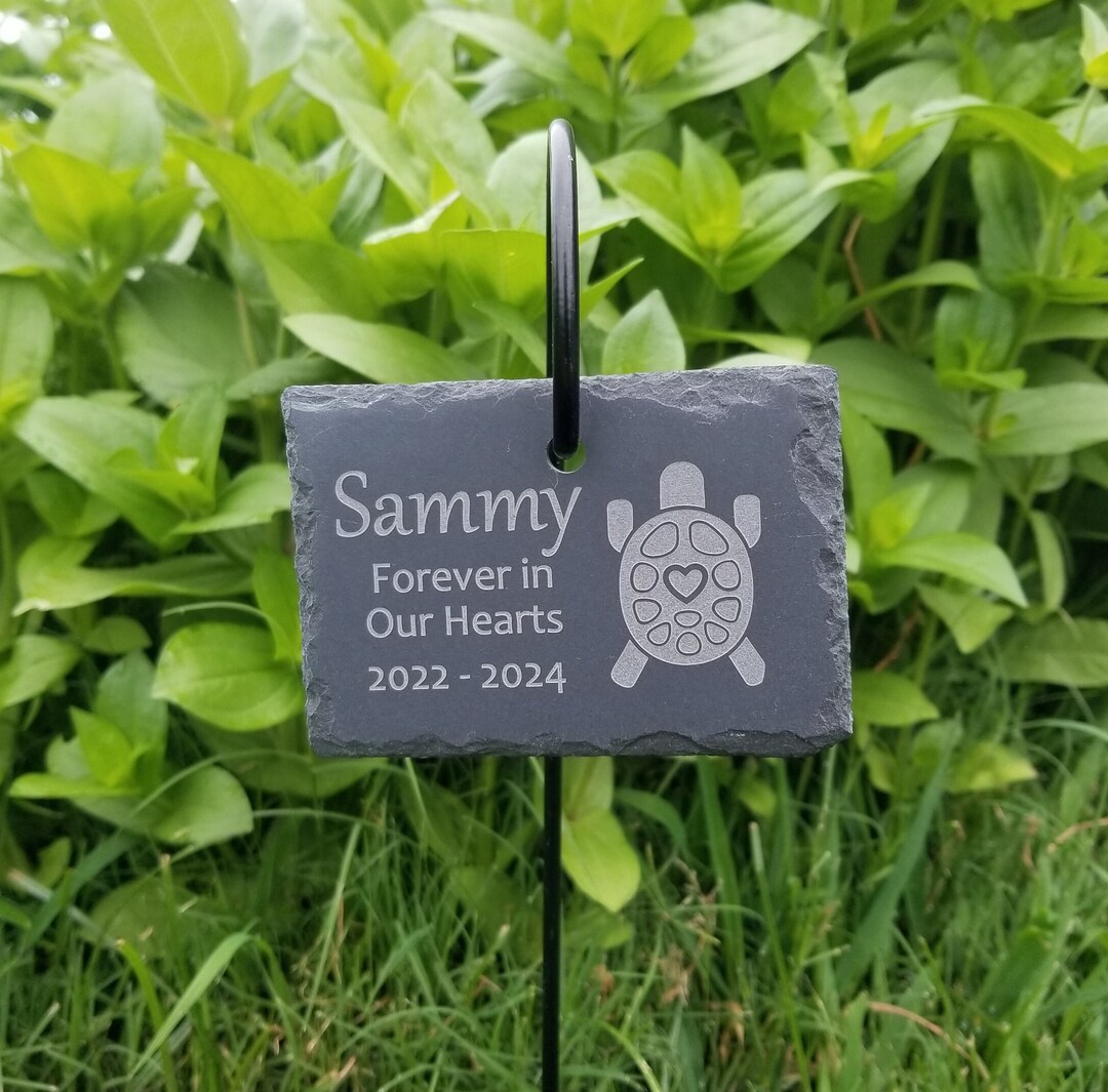 Pet Turtle Memorial Garden Sign With Hanging Stake - Honor Your Beloved ...