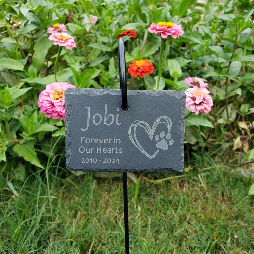 Pet Memorial Sign for Dog or Cat, Heart With Pawprint Pet Memorial, Dog ...