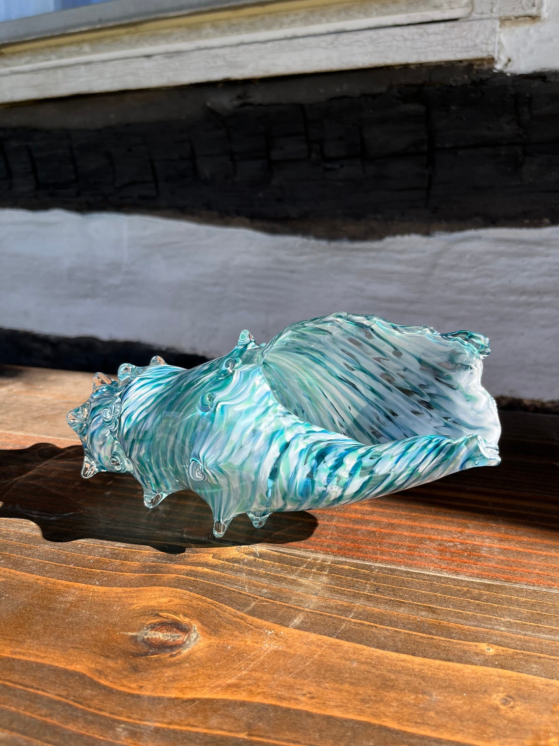Handblown Glass Blue Mix Conch Shell - Etsy