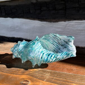 Handblown Glass Blue Mix Conch Shell - Etsy