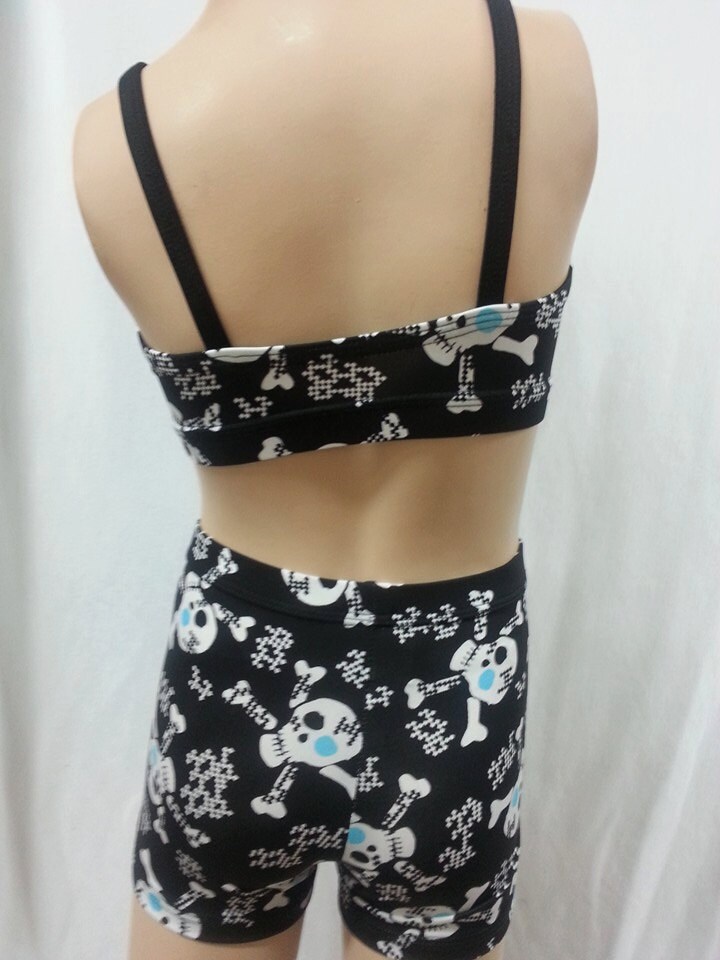 Black and White Skull Crop Top Set | Etsy