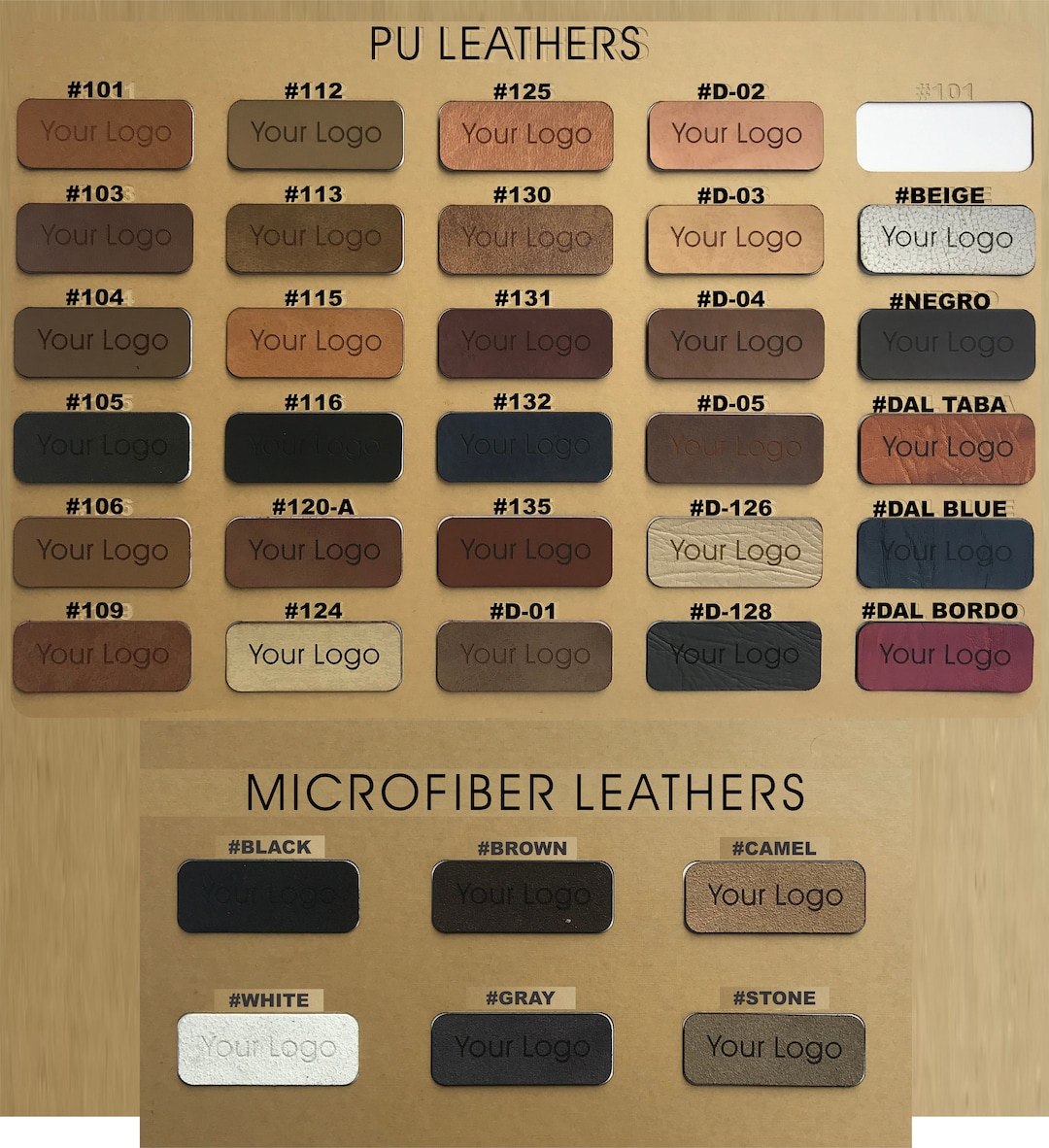 45pcs. Custom Logo PU Leather, Microfiber & Bamboo Label - Etsy