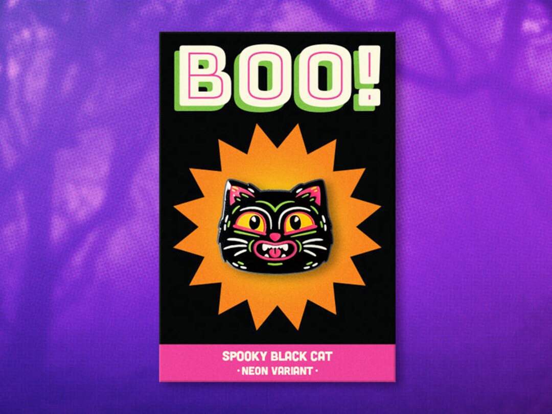 Spooky Black Cat - Neon Variant - Etsy