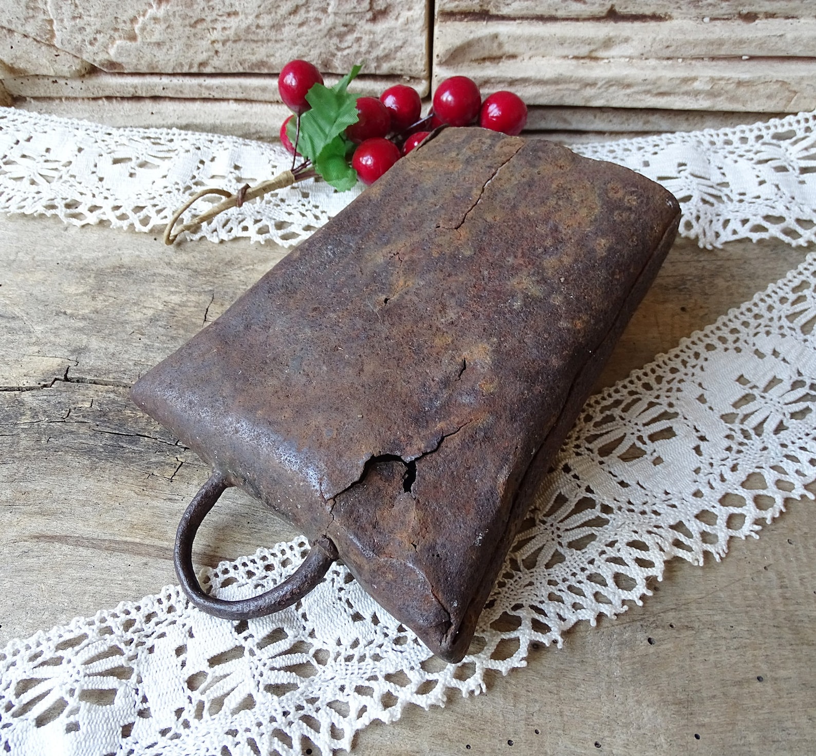 Large Antique Cow Bell 1800s Primitive Hand Forged Metal Bell Farmhouse ...