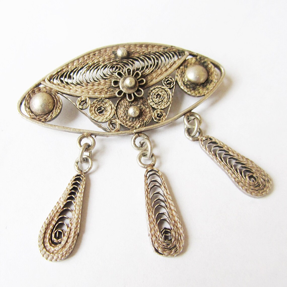 Vintage Filigree Brooch Sterling Silver Flower Pin Vintage - Etsy
