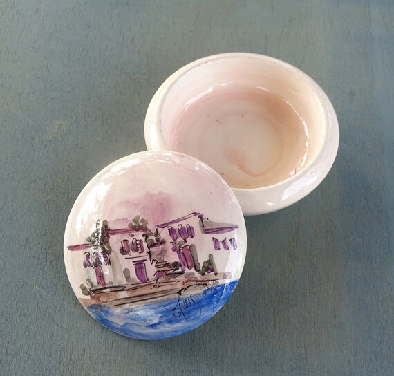 Vintage handpainted box,Vintage Ceramic box,Jewelry b… - Gem