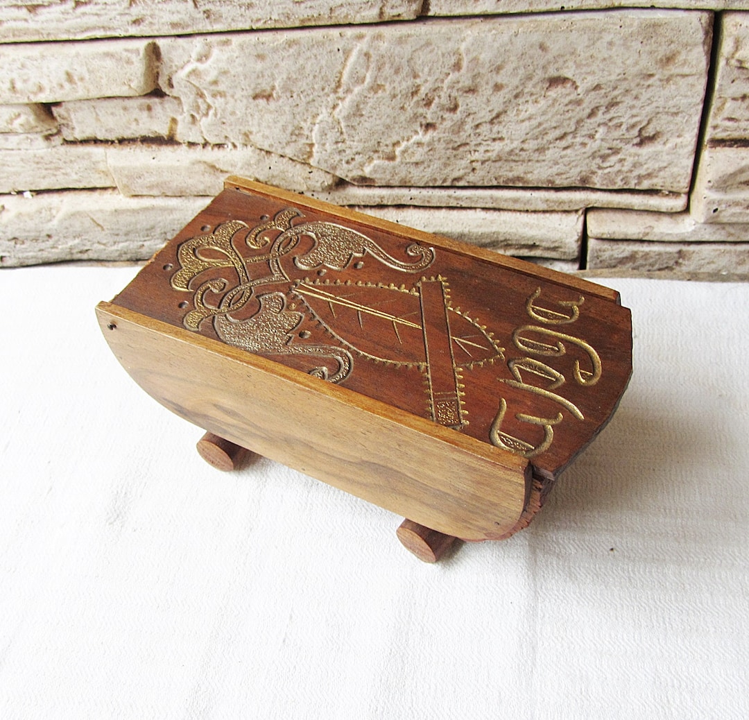 Rare Vintage Hand Made Tobacco Box Case Hand Carved Cigarette Box ...