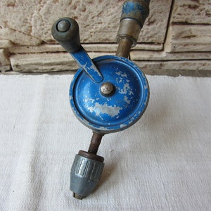 Vintage Hand Drill Blue Manual Hand Drill Rust Tools | Etsy