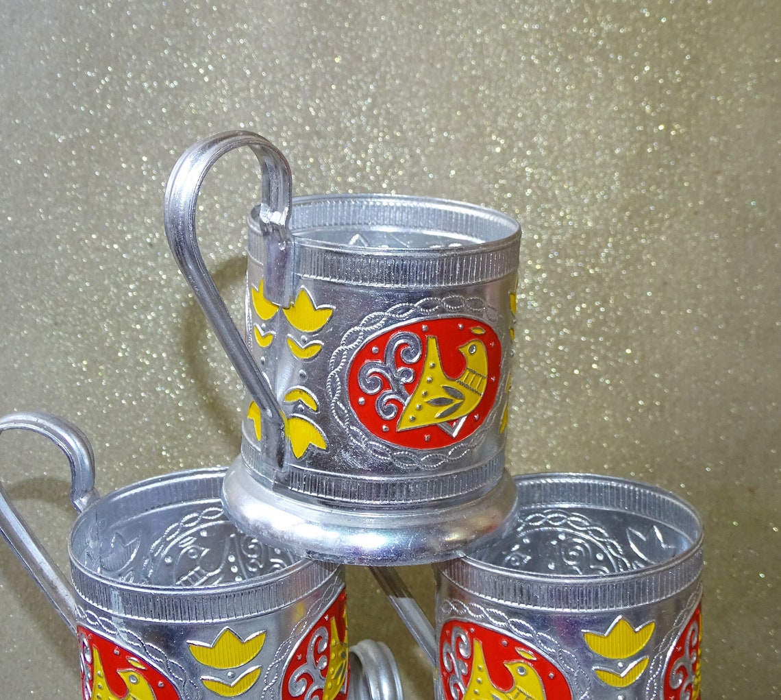 Vintage Russian Tea Glass Holders Set of 6 Soviet Tea Cup - Etsy