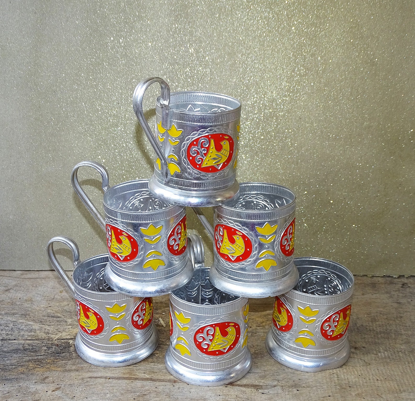 Vintage Russian Tea Glass Holders Set of 6 Soviet Tea Cup - Etsy