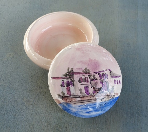 Vintage handpainted box,Vintage Ceramic box,Jewelry b… - Gem