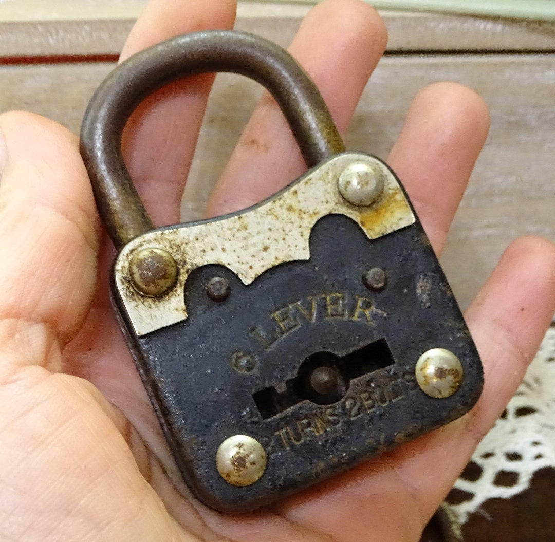 German Vintage Padlock 6 Lever With Key, Working Old Padlock, Rustic ...