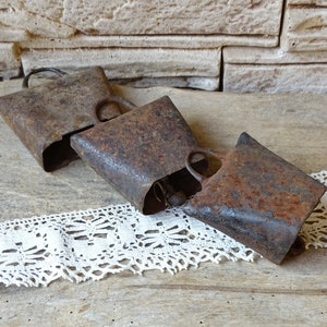 Antique Cow Bell Set of 3, Primitive Animal Bells, Hand Forged Metal ...
