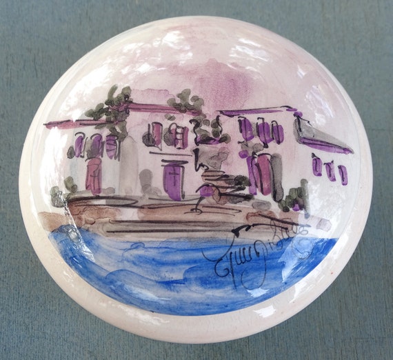 Vintage handpainted box,Vintage Ceramic box,Jewelry b… - Gem