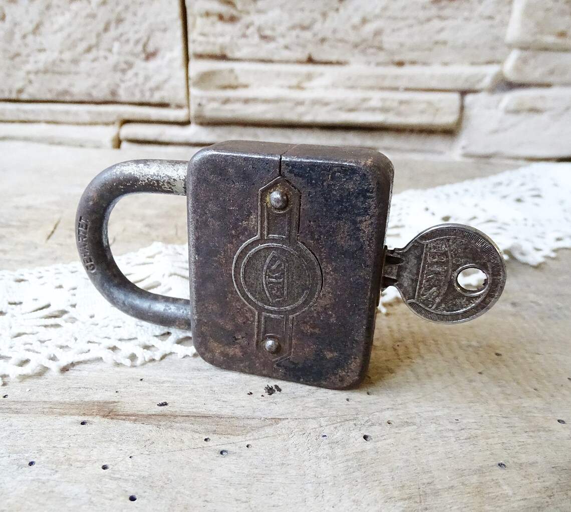 Vintage Padlock BKS With Key Working Old Padlock Rustic Decor - Etsy