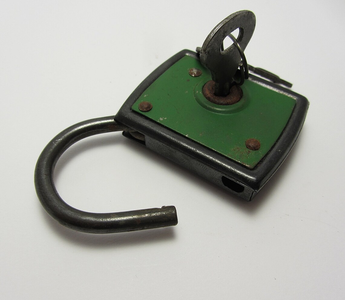 Rare German Vintage Green Padlock With Keys Working Padlock - Etsy