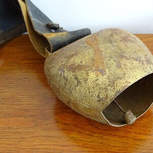 Very Large Antique Cow Bell With Leather Strap Primitive Collectible ...