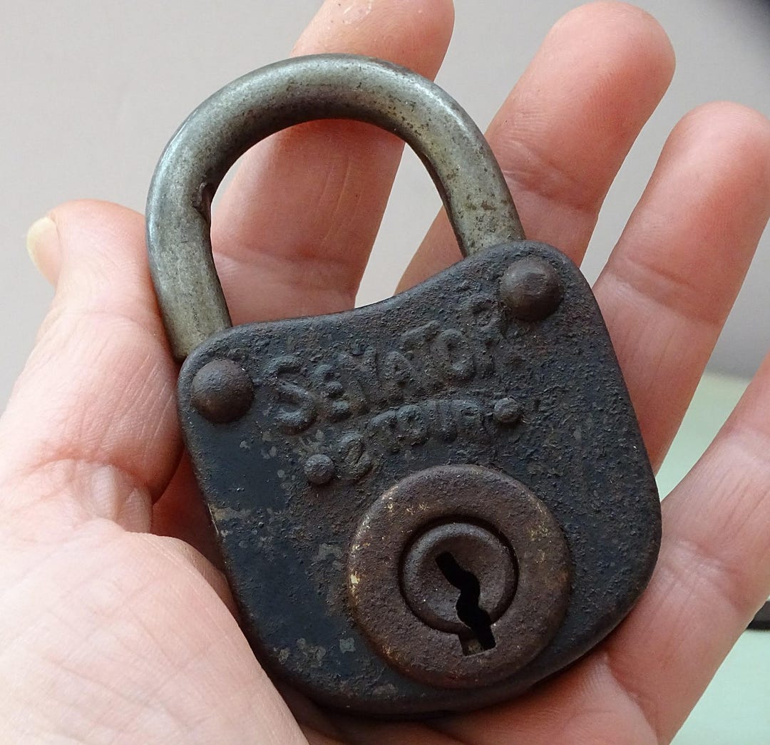 Antique Padlock Senator With Key Working Old Padlock Rustic Decor ...