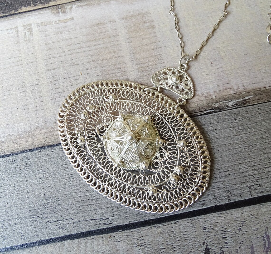 Vintage Silver Filigree Necklace With a Pasport Sterling - Etsy
