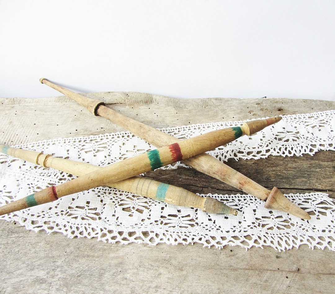 Antique Wooden Spindles,set of 3 Vintage Spindle,old Tools,wool ...