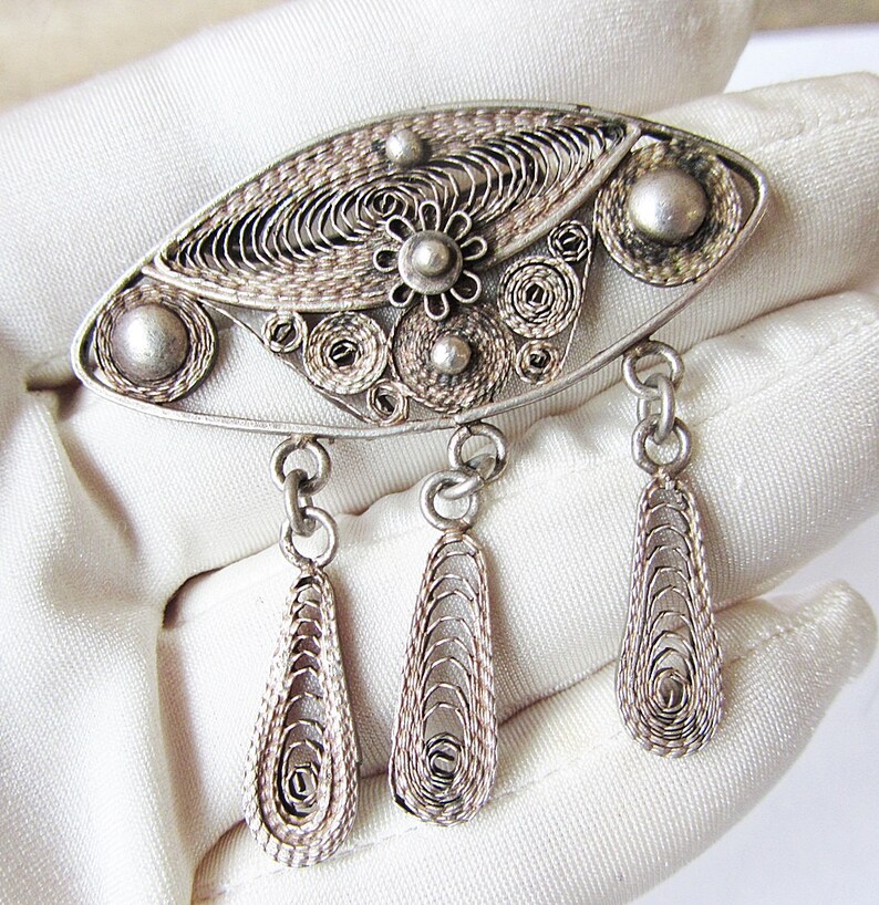 Vintage Filigree Brooch Sterling Silver Flower Pin Vintage - Etsy