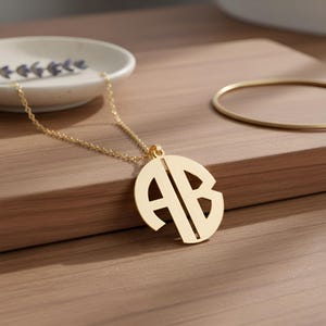 Block Monogram Necklace Two or Three Initials, Custom Size ...