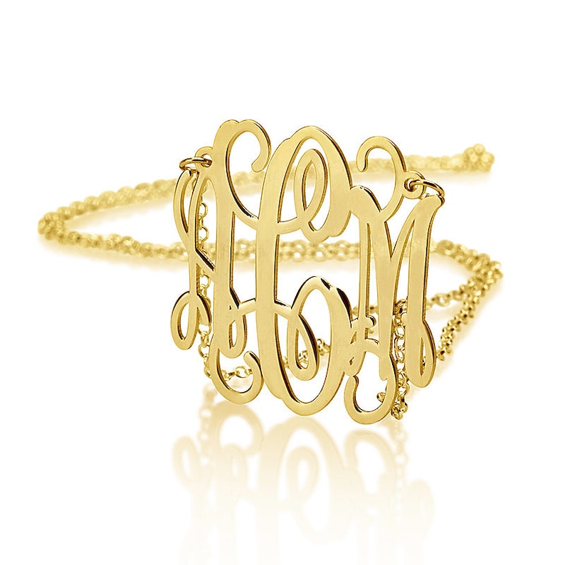 Gold Monogram Necklace Monogram Necklace 1'' Pendant - Etsy