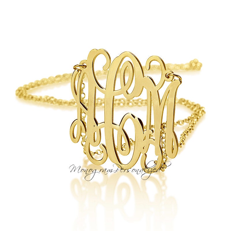 Gold Monogram Necklace - Etsy