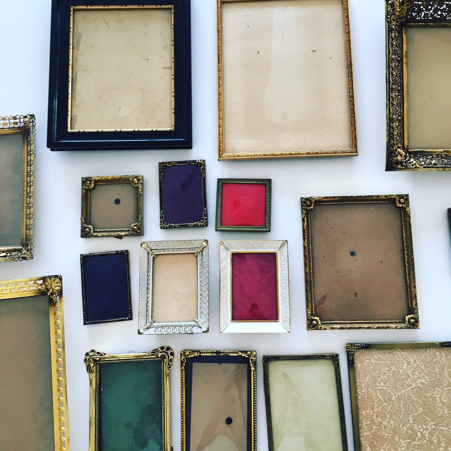9.6x7.2" Golden Frame With Convex Glass, Cottage Gold Brass Frame ...
