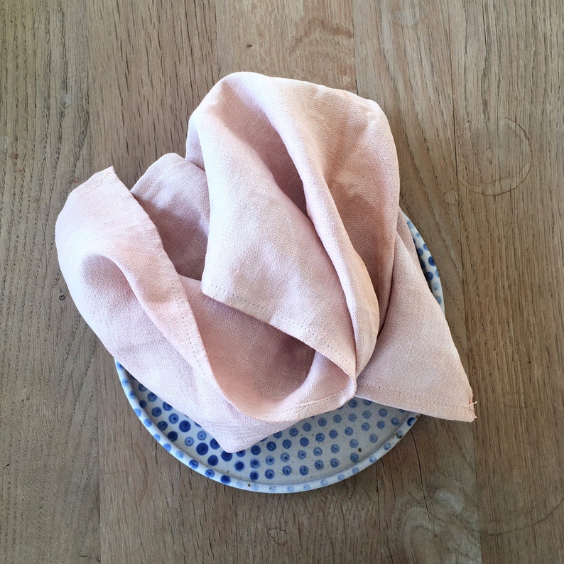 Blush Pink Linen Napkins, Small Table Linen, Dusty Pink Cottage Style ...
