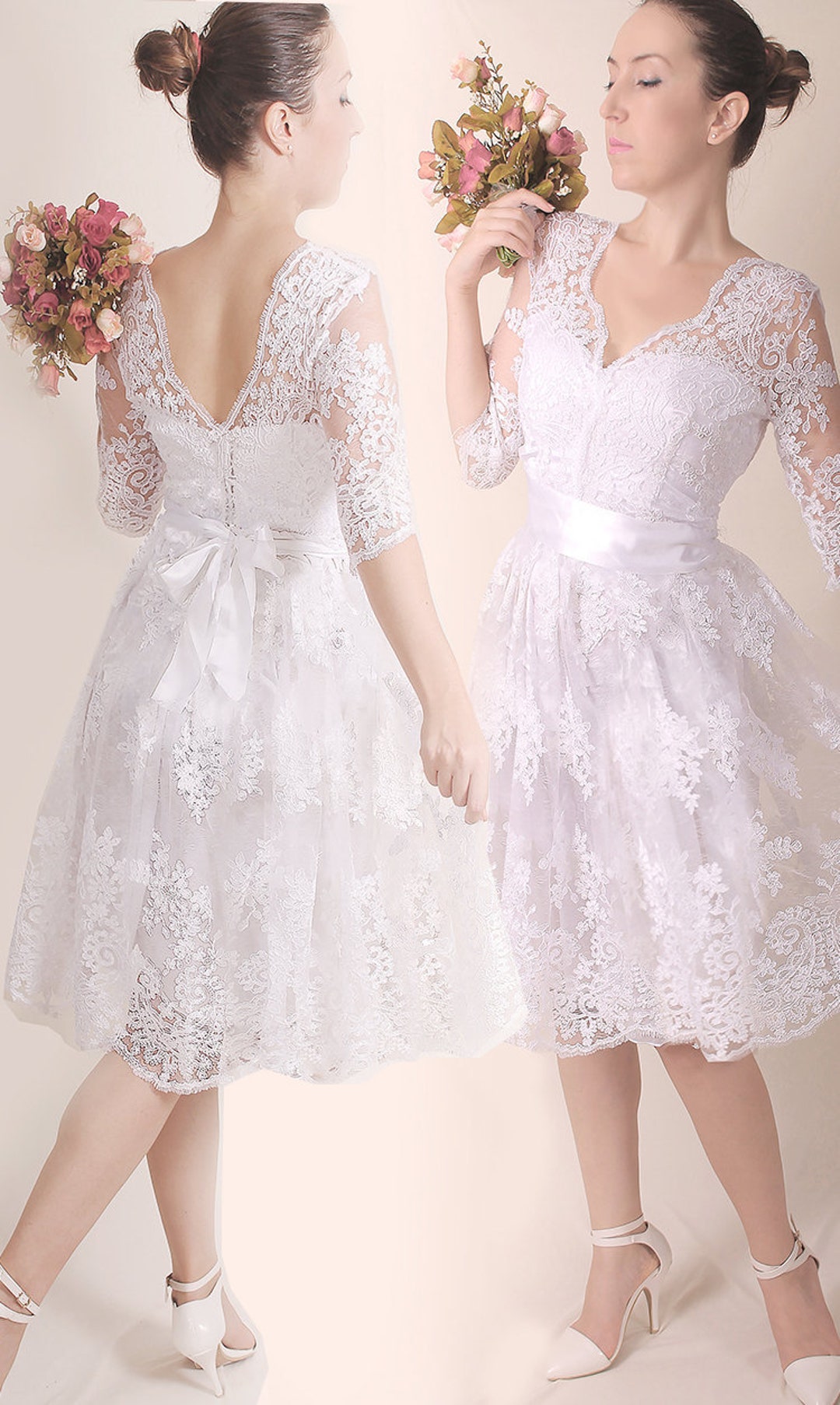 Short Lace Wedding Dress, Bridal Gown , Wedding Party Dress With ...