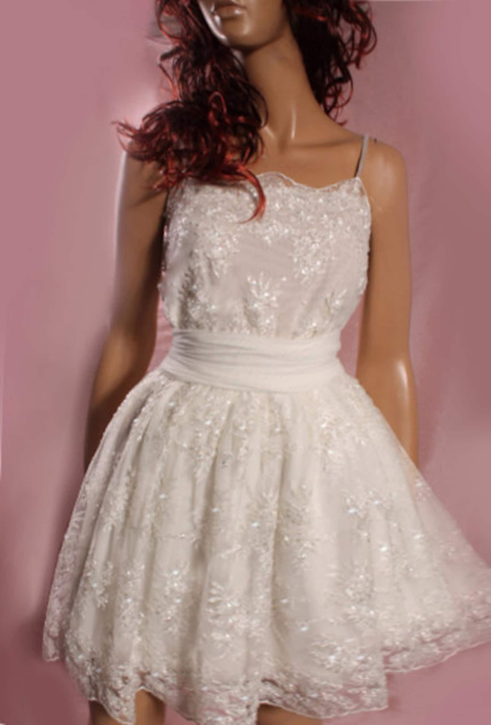 Short Wedding Dress With Embroidered With Delicate Beads and | Etsy