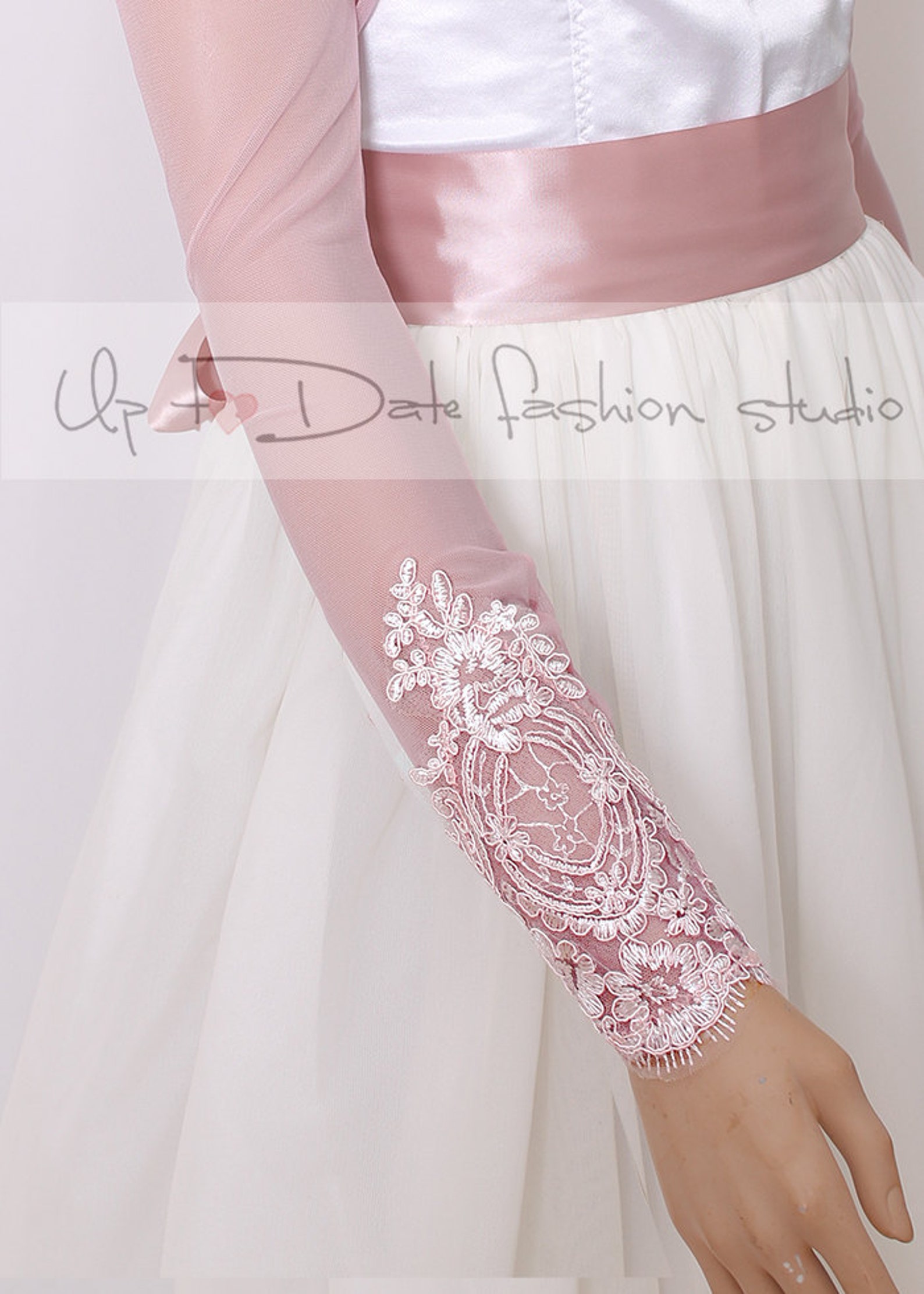 Bridal Tulle Blush Pink Jacket Bolero Long Sleeves Wedding - Etsy