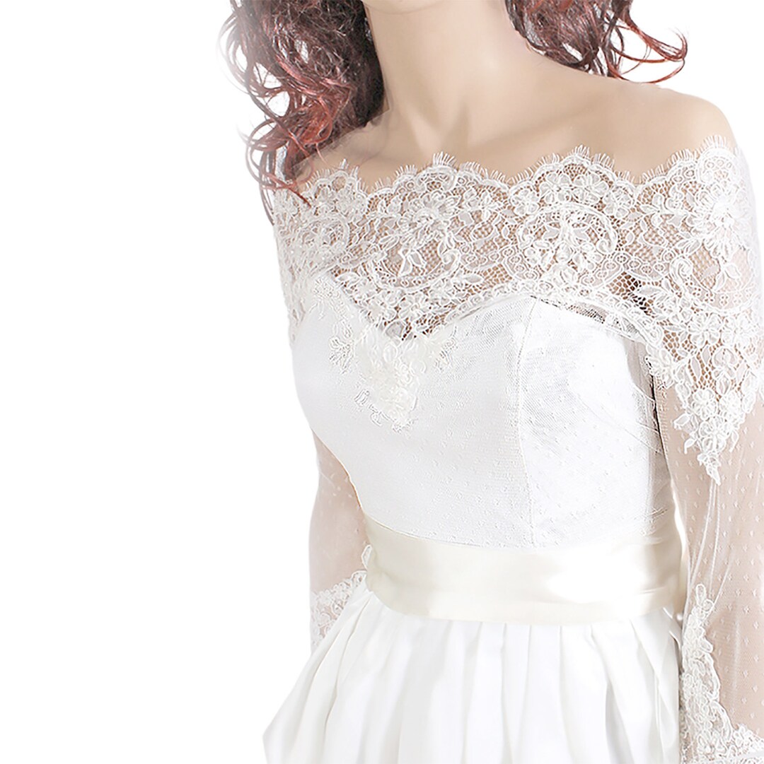 Off-shoulder Lace Wedding Bolero: Custom Bridal Cover-up - Etsy