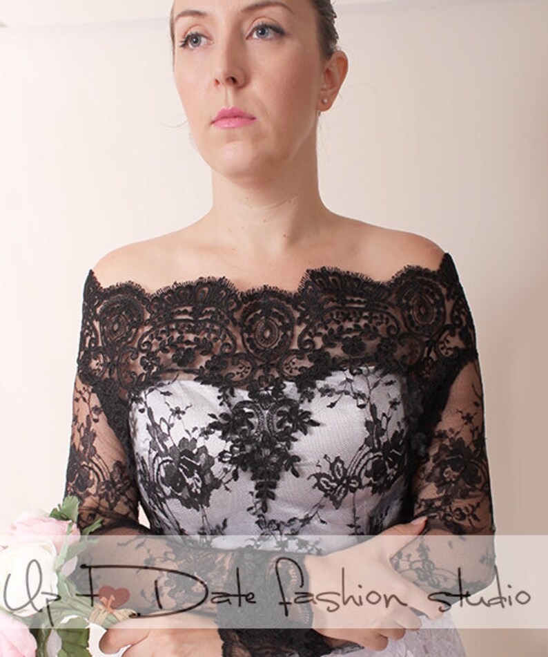 Black lace bolero Off-Shoulder cover up GOTHIC STYLE lace | Etsy