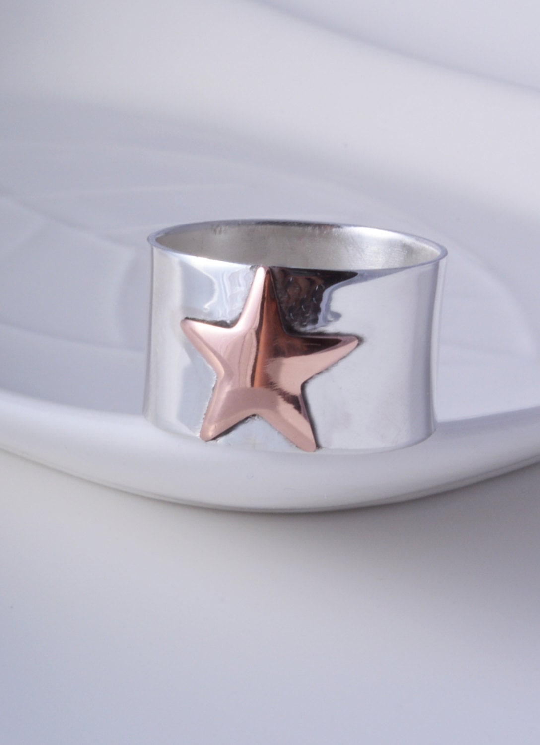 Silver Copper Star Ring Sterling Silver and Copper Star Ring - Etsy