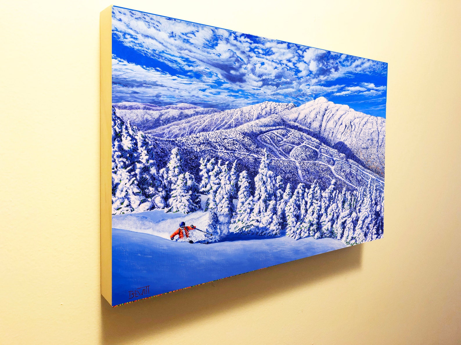 Smugglers Notch - Painting of Smuggs Fresh Powder With Spruce Peak and ...