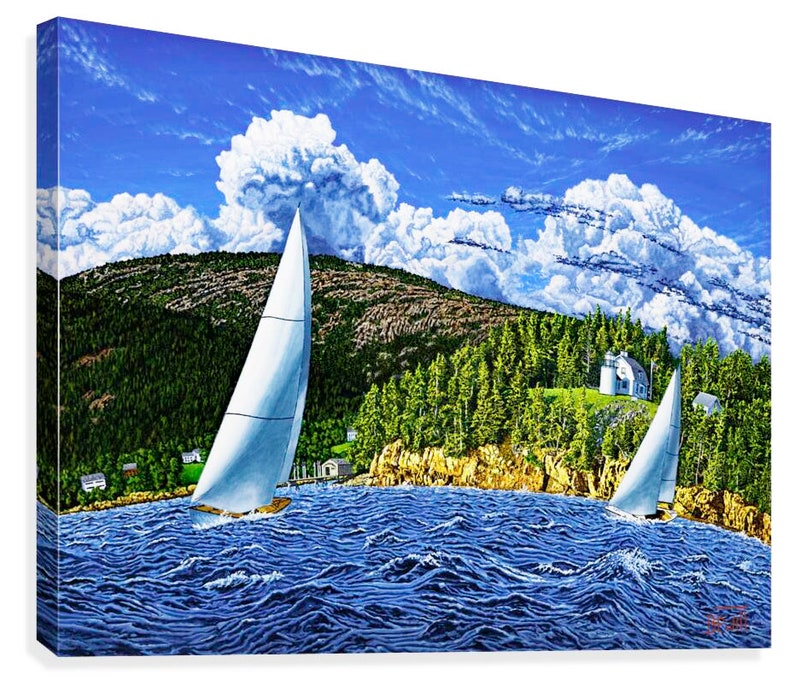 Bear Island - a Painting of a Sailboat Race in Acadia National Park ...