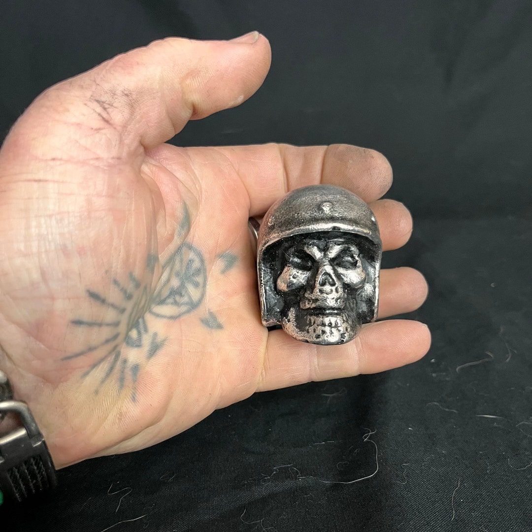 Motorcycle Helmet and Skull Statue - Etsy