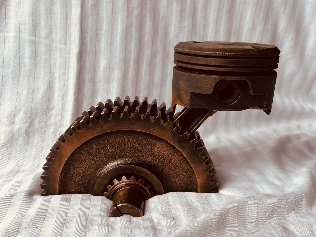 Piston and Copper Gear Sculpture - Etsy