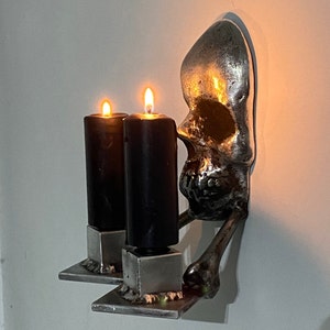 Large Skull Wall Sconce for 2 Candles - Etsy