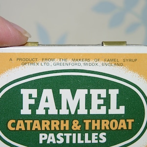 Famel Pastilles Tin Catarrh and Throat Pastilles Lozenges - Etsy UK