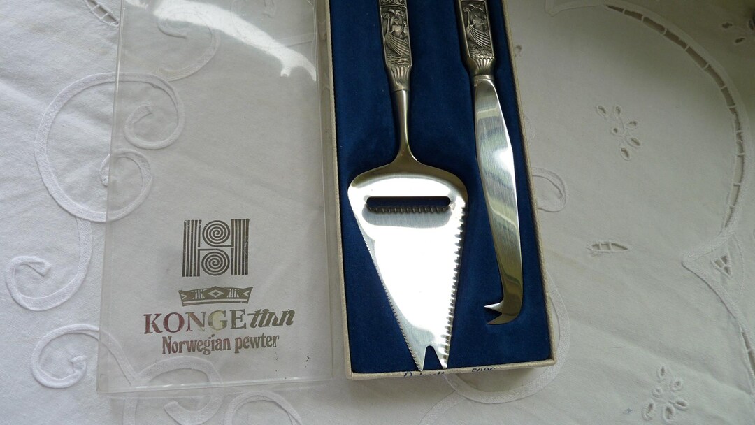 Vintage Konge Tinn Pewter Cheese Server Set - Saint Olav Story - in ...