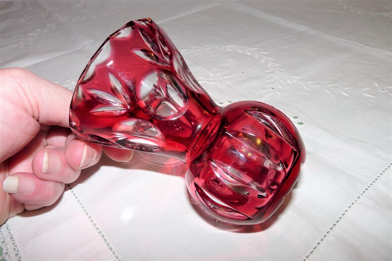 Nachtmann Crystal Vase Bamberg Pattern Ruby Red Glass Cut - Etsy