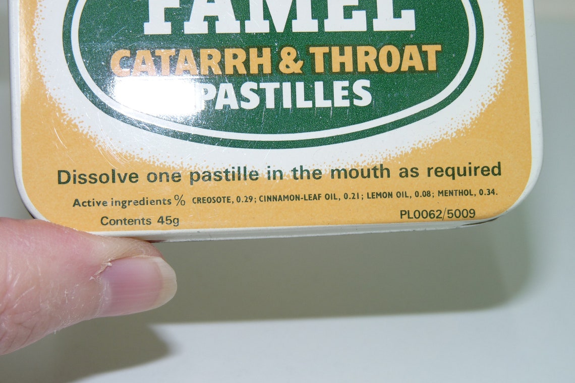 Famel Pastilles Tin Catarrh and Throat Pastilles Lozenges - Etsy UK