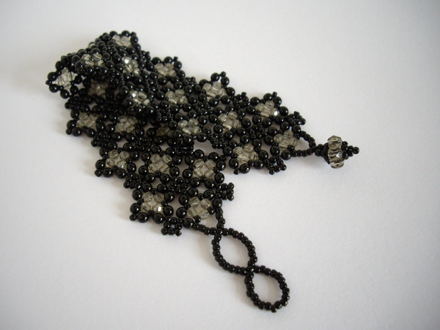 Black Bracelet, Black Pearl Bracelet, Beadwork Bracelet, Black Diamon ...