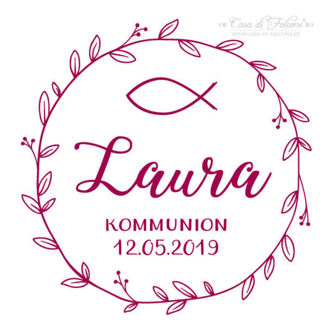 Personalized Stamp for Communion or Baptism, Fish Tendril - Etsy