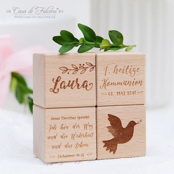 Personalised Wooden Cubes for Communion in Set | Etsy