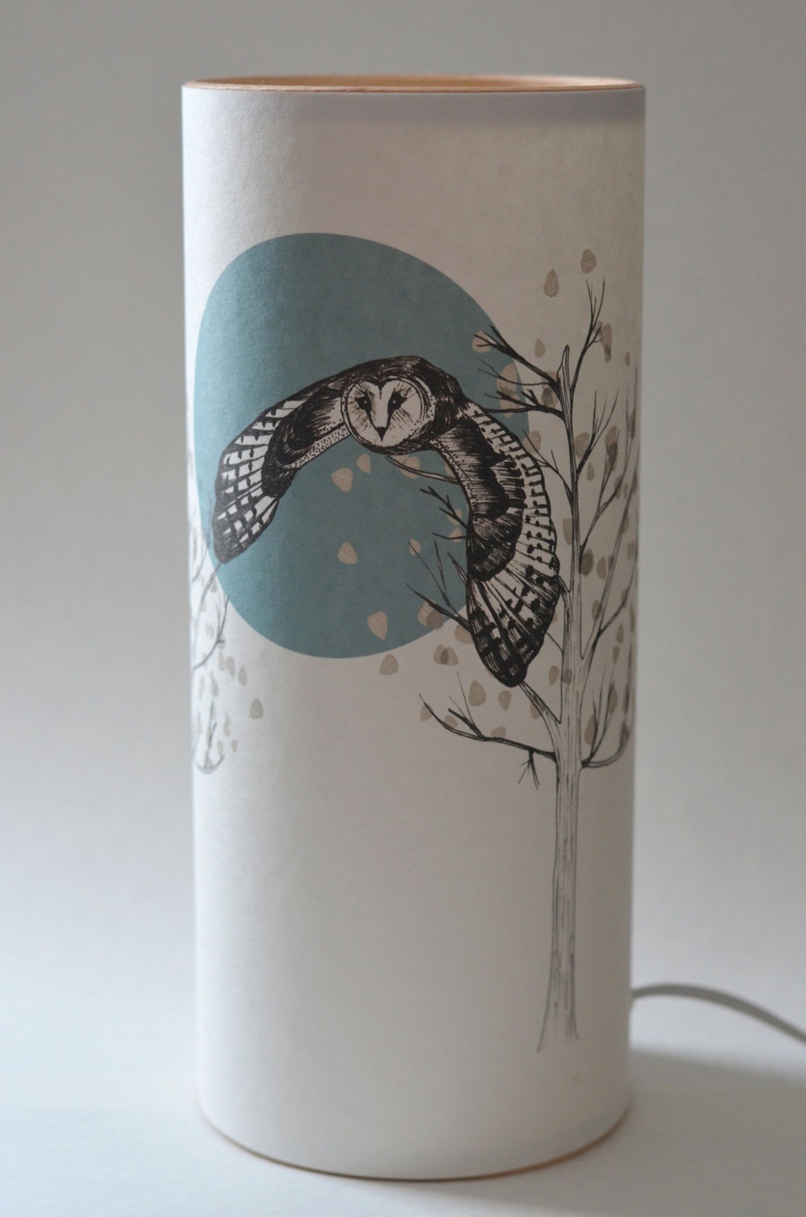 Flying Owl Illustrated Lamp - Etsy