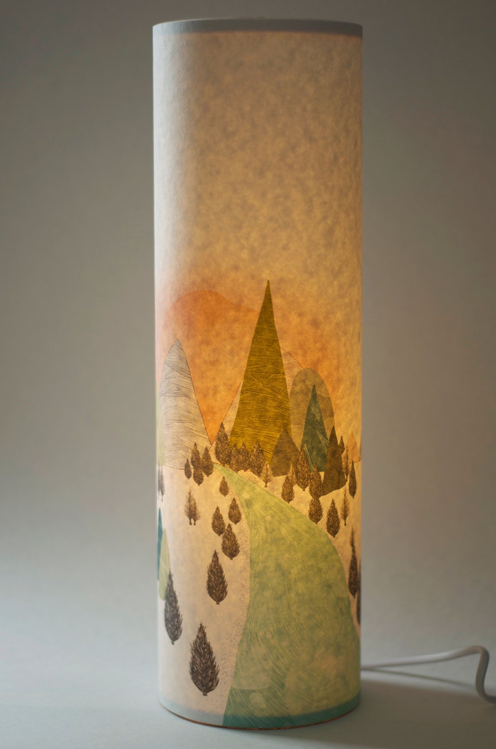 Tall Illustrated Paper Lamp 'A New Day' - Etsy